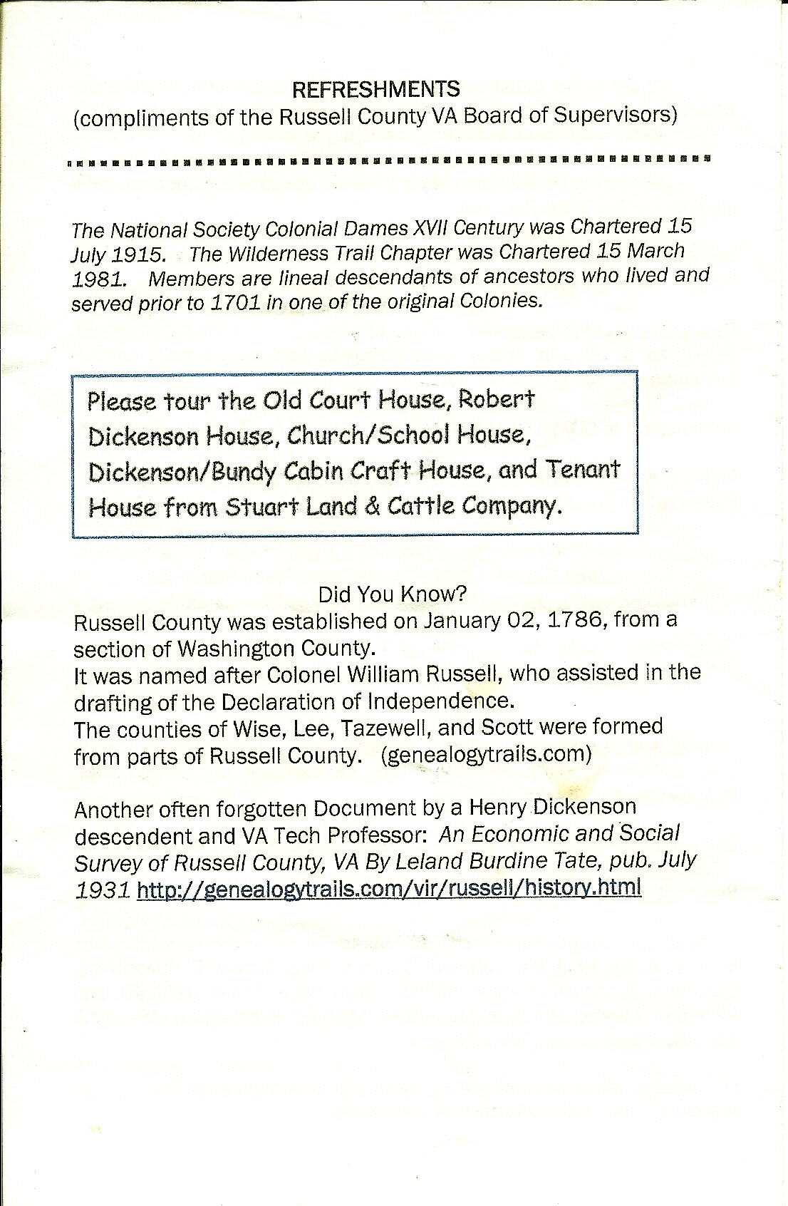 Colonial Dames Present Plaque at Old Russell County Courthouse – CLINCH ...